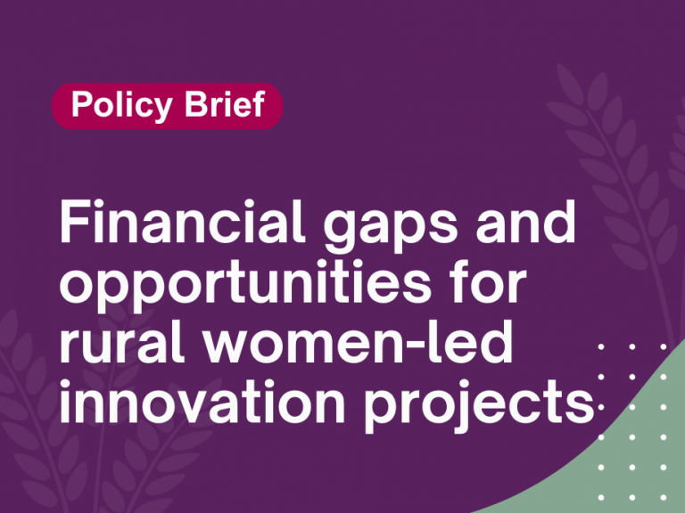 Financial gaps and opportunities for rural women-led innovation ...